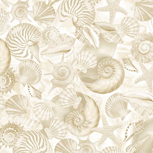 Benartex, Oceana Shells, Wide Backing, Cream