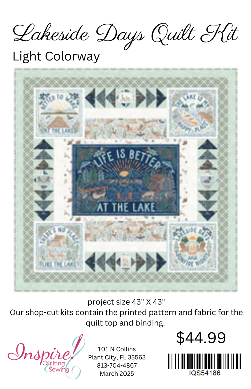P&B Textiles, Lakeside Days Quilt Kit, Light Colorway